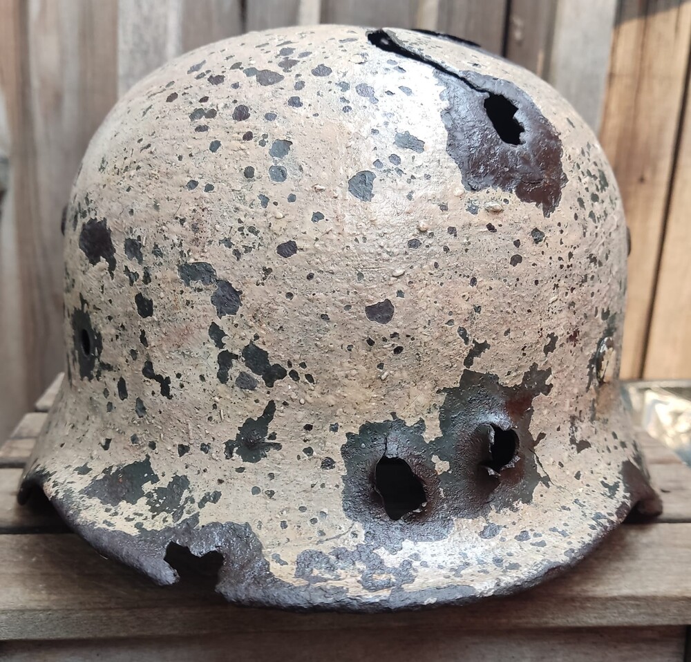 White camo German World war 2 helmet from Konigsberg