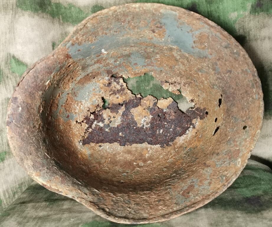 Winter camo German helmet M35 from airfield Gumrak, Stalingrad battle