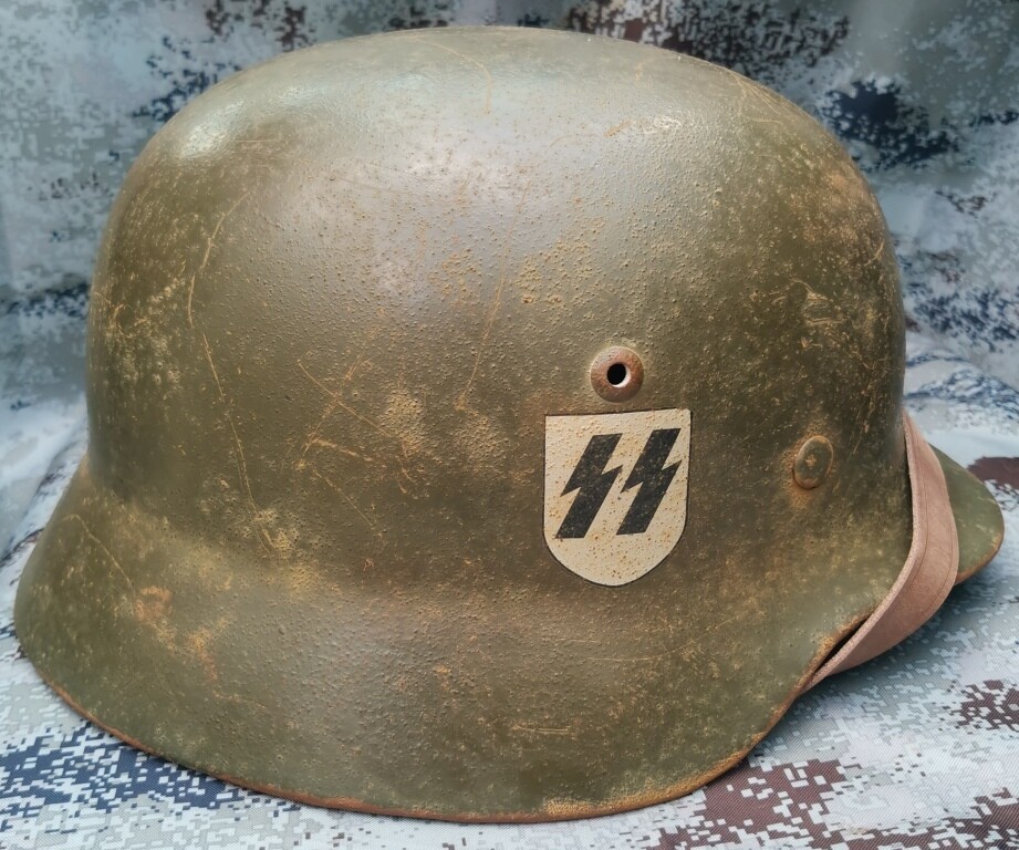 Restored German helmet M35 DD, Waffen-SS (Demyansk pocket WW2 battle)