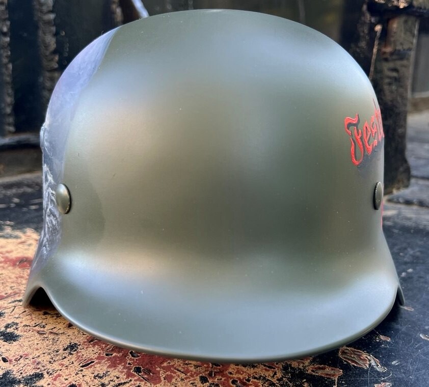 Restored German helmet M40 Hand-painted oil painting