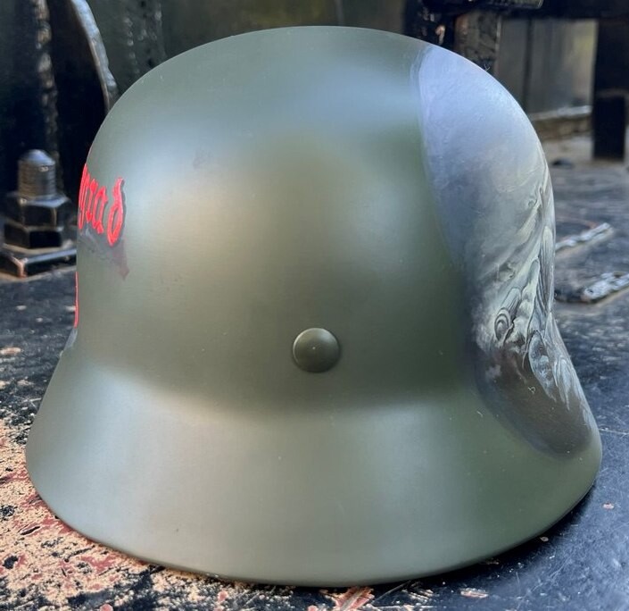 Restored German helmet M40 Hand-painted oil painting