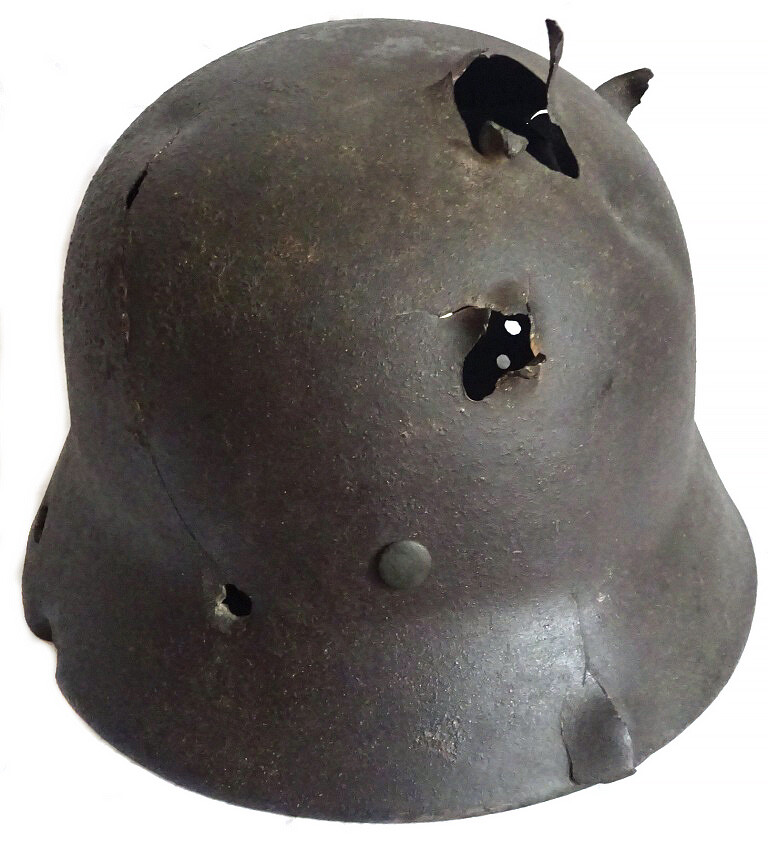 Damaged Waffen SS helmet ET64 M40 with decal and liner for sale