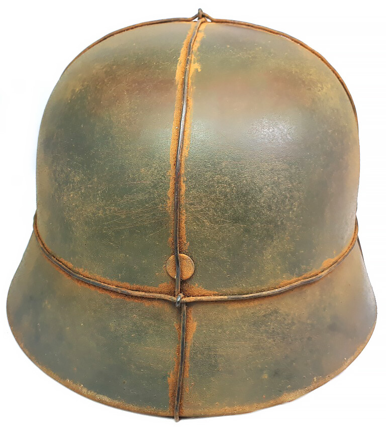 Waffen SS helmet M35 DD with masking wire, Restoration